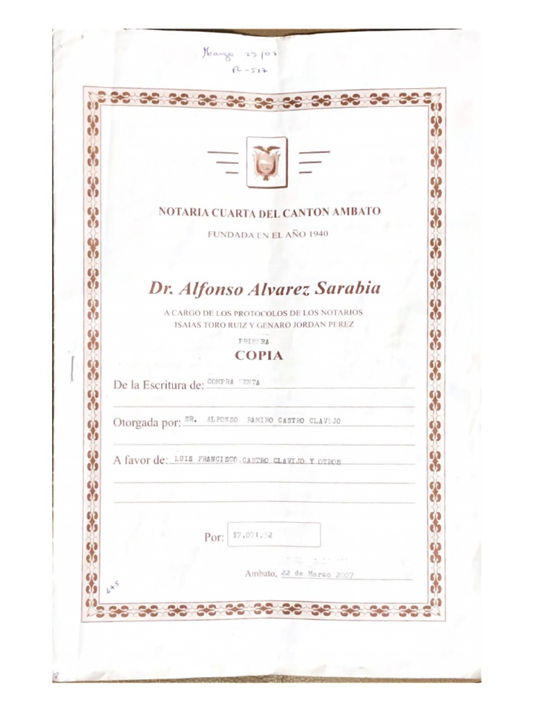 Notaria Cuarta Del Canton Ambato | PDF