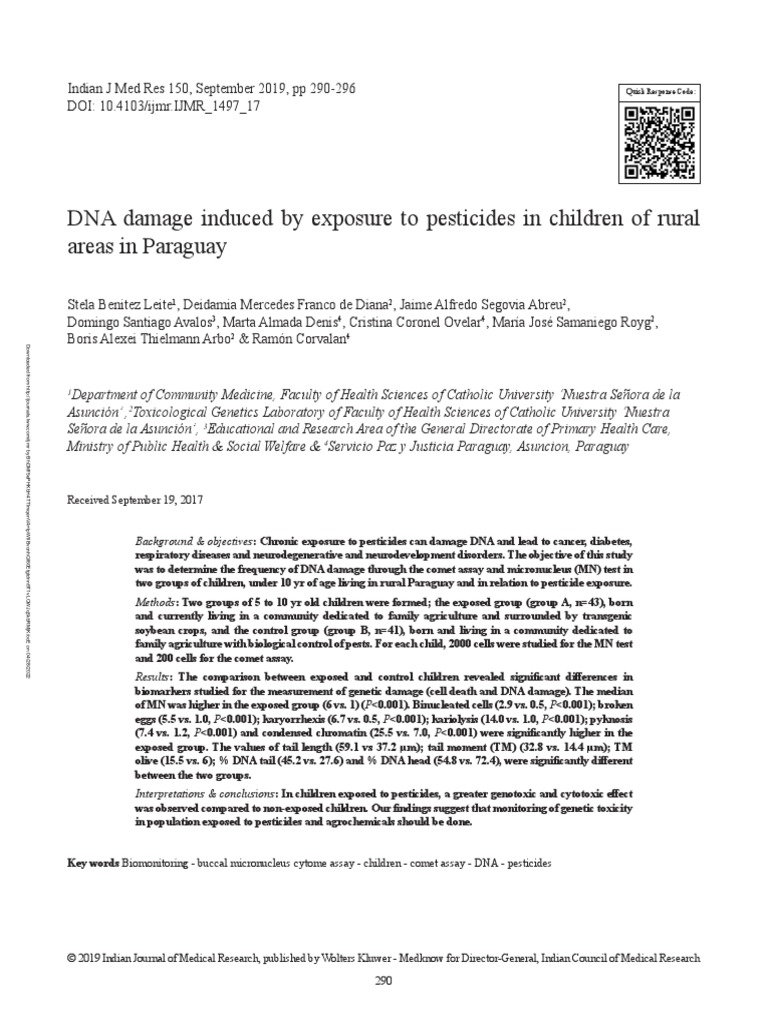 DNA Damage Induced by Exposure To Pesticides In.12 | PDF | Pesticide ...
