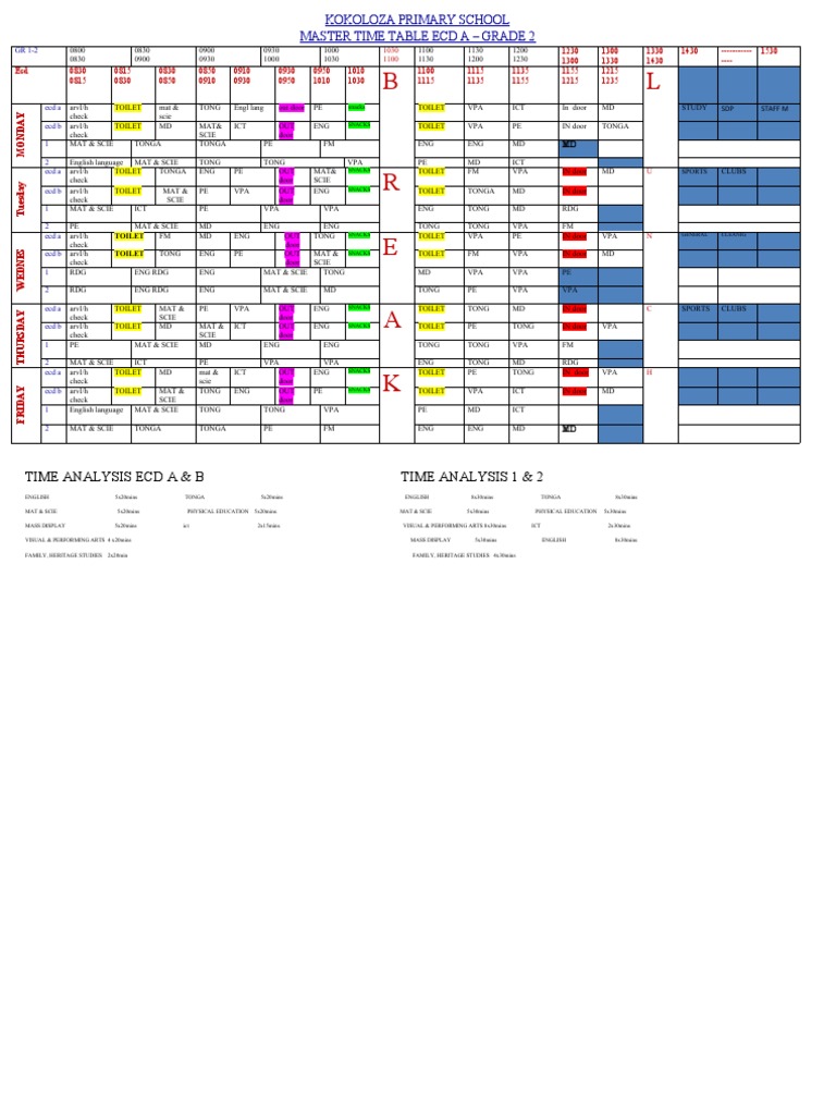 2023 Infant Master Time Table | PDF