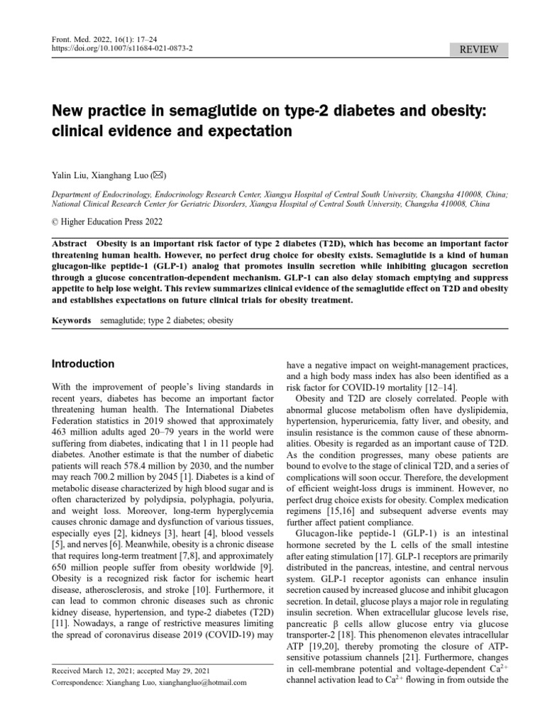 New Practice in Semaglutide On Type-2 Diabetes and Obesity: Clinical ...