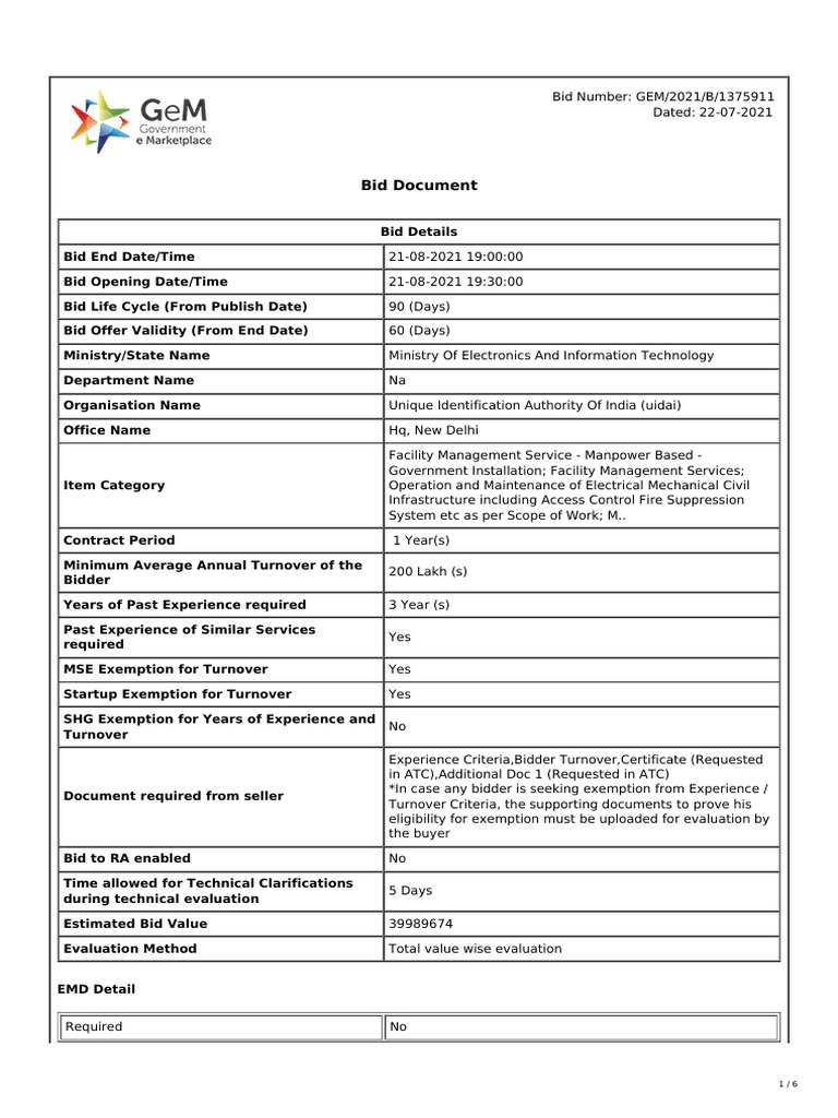 GeM Bidding 2520796 | PDF