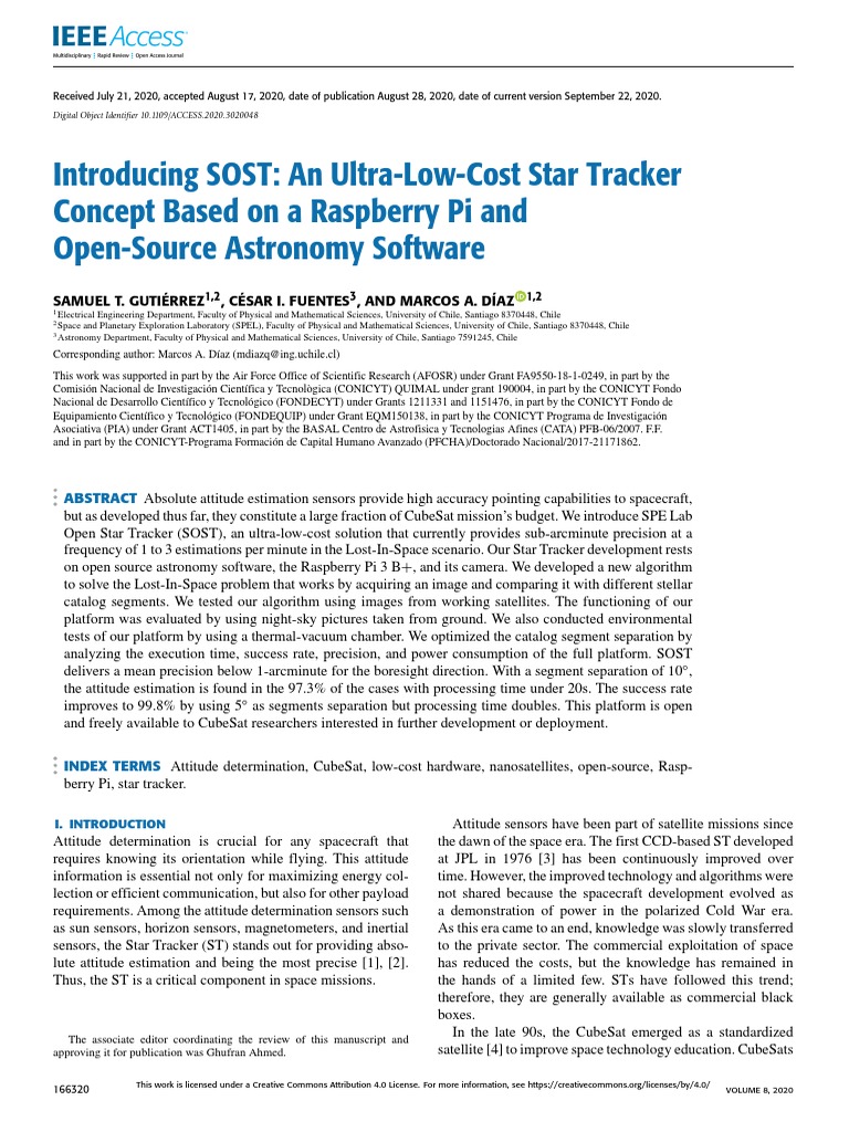 Introducing SOST An Ultra-Low-Cost Star Tracker Concept Based On A Raspberry Pi and Open-Source ...