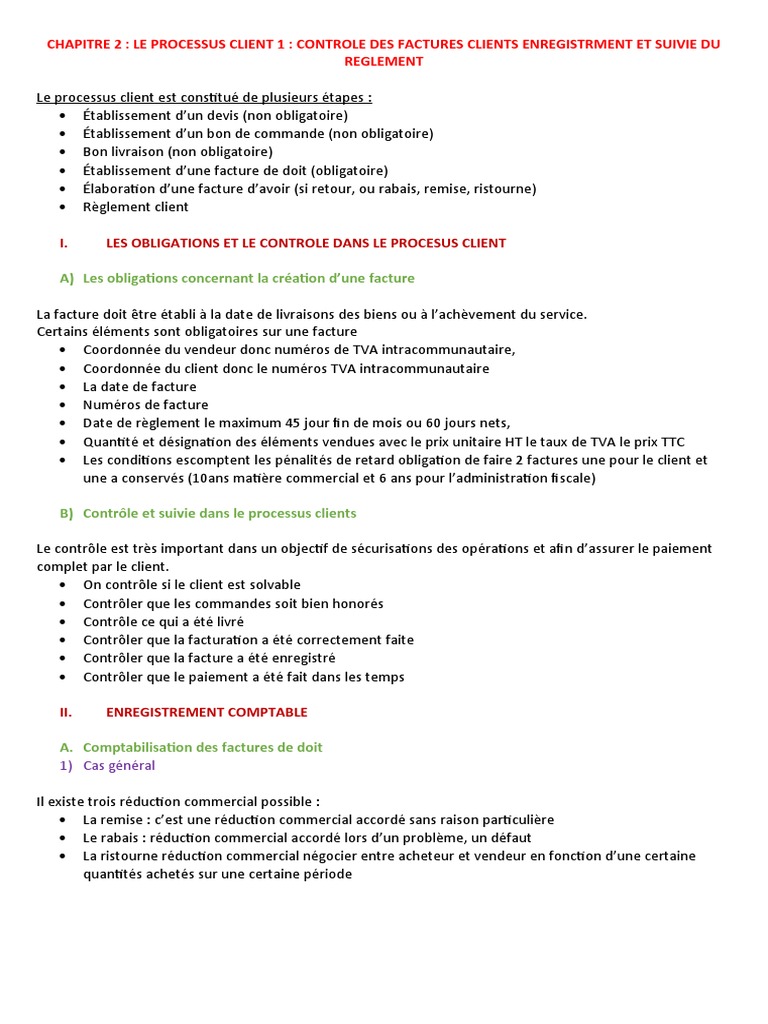 Contrôle et Suivi des Factures Clients | PDF | Facture | Taxe sur la ...