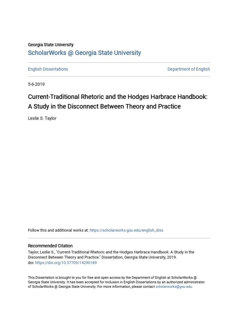 Current-Traditional Rhetoric and The Hodges Harbrace Handbook - A | PDF ...