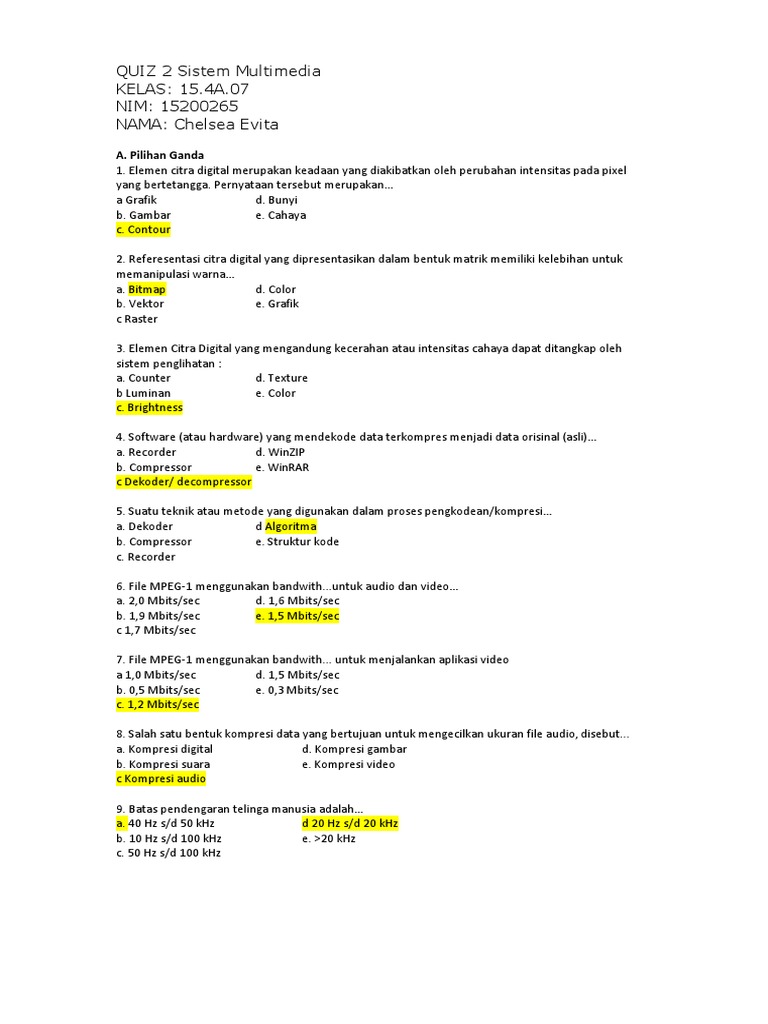 Quiz Sistem Multimedia 2 | PDF