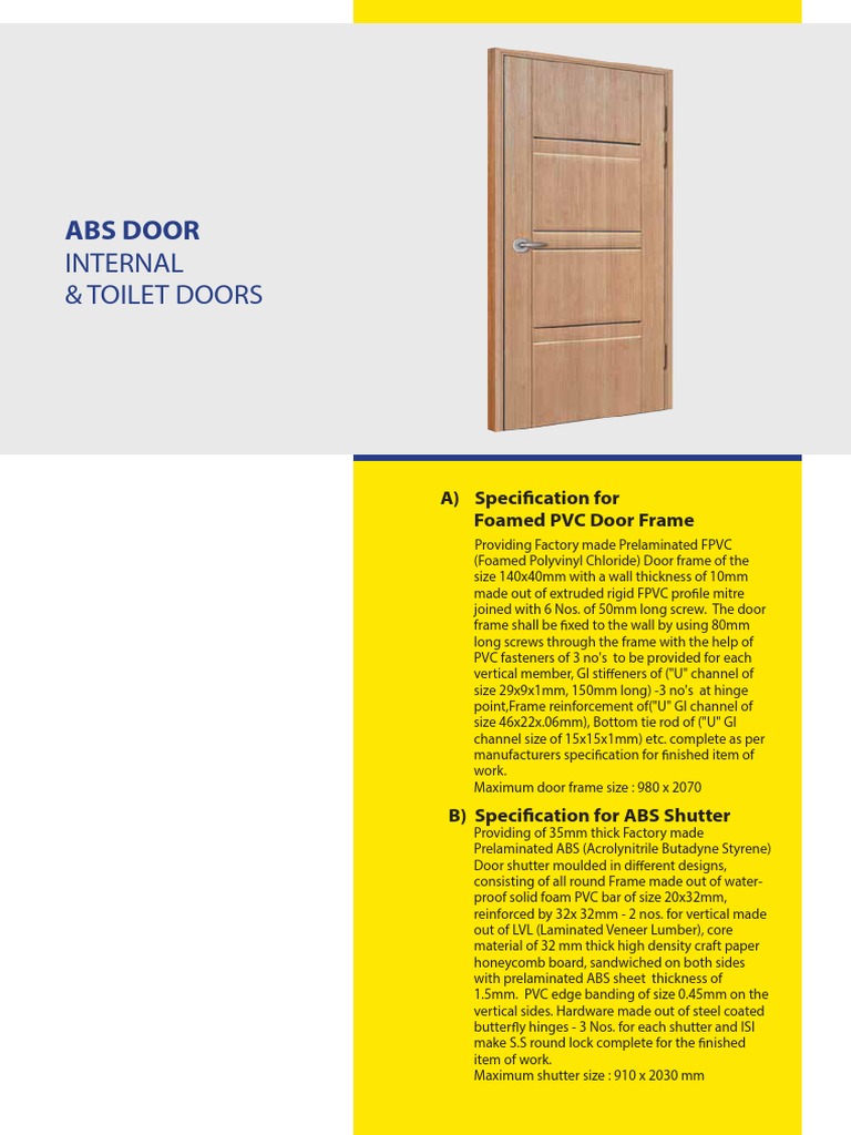 ABS Door and Frame Specifications | PDF