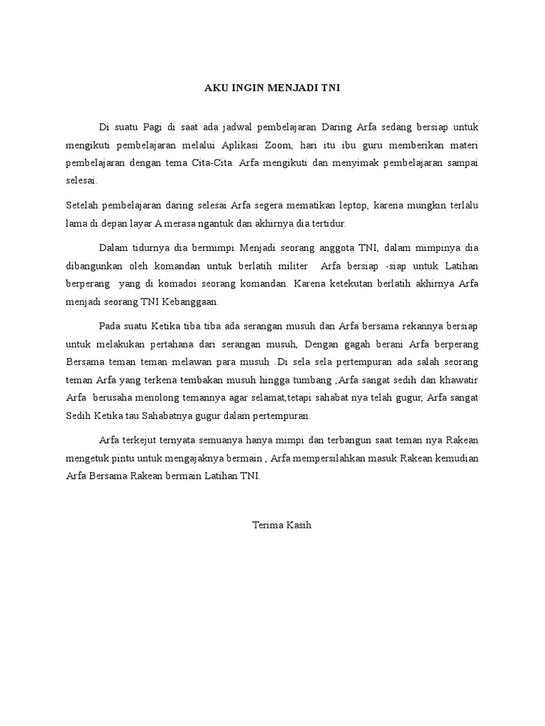 Arfa dan Mimpi Menjadi TNI | PDF
