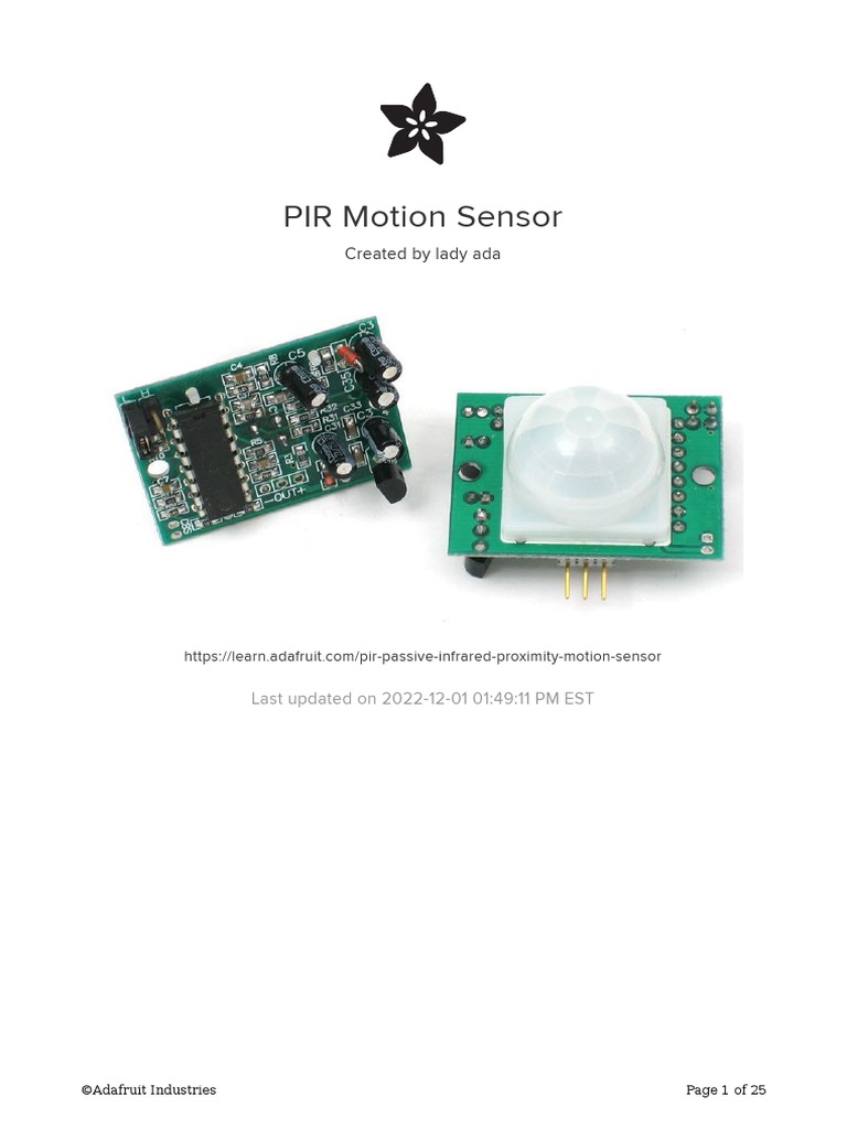 Pir Passive Infrared Proximity Motion Sensor | PDF | Infrared | Sensor