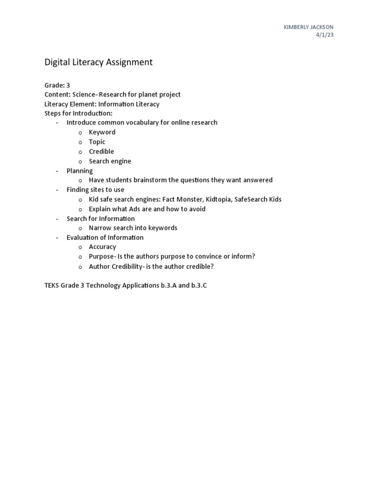 Digital Literacy Assignment | PDF