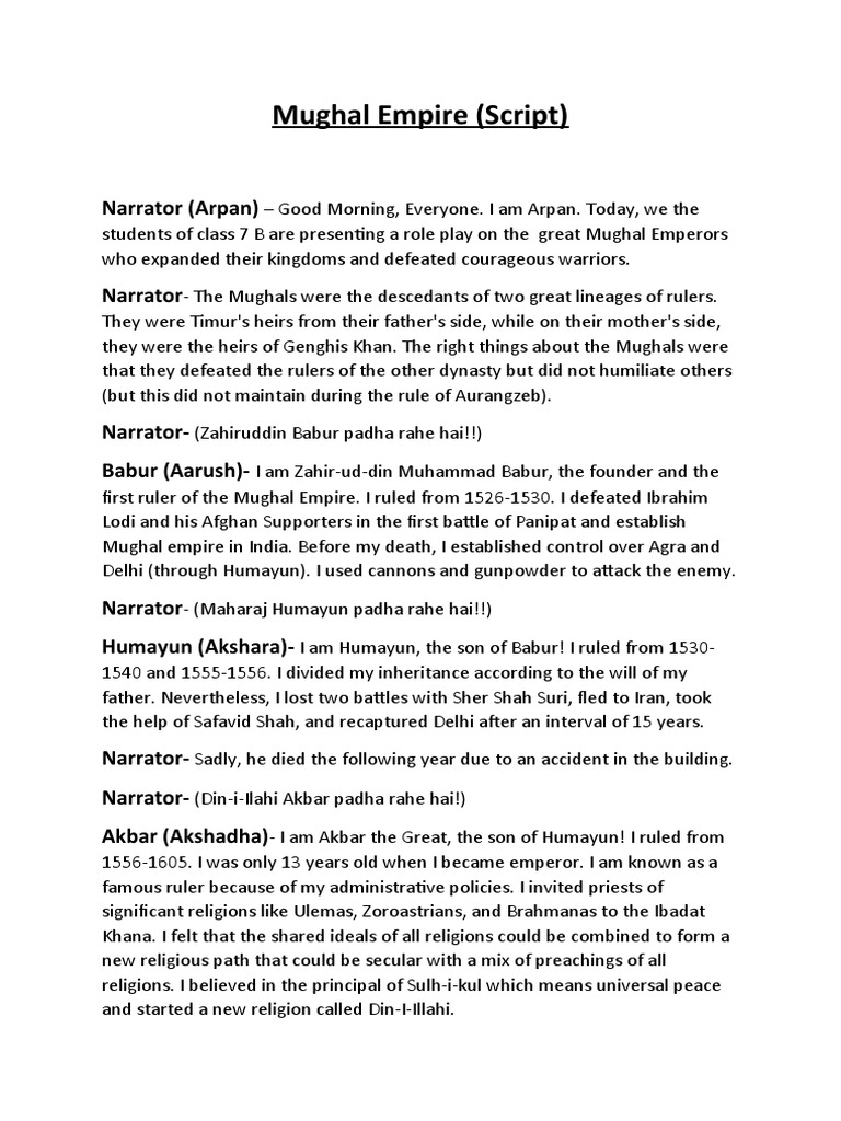 Roll - Play - Mughal - Emperors Final | PDF | Mughal Empire | Muslim ...
