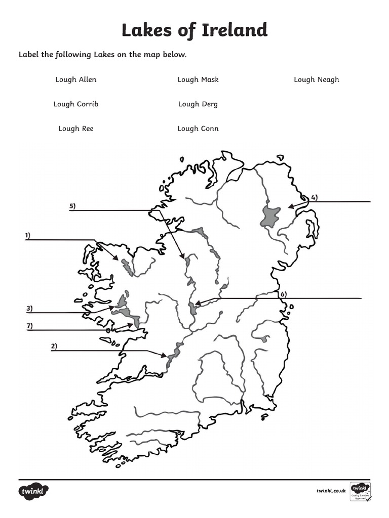 Roi2 G 76 Lakes of Ireland Map Activity Sheet - Ver - 1 | PDF