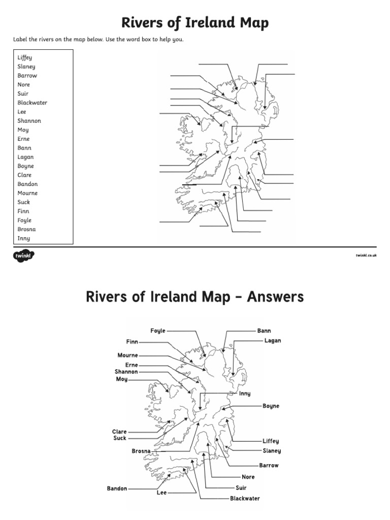 Roi2 G 46 Rivers of Ireland Map Activity Sheet - Ver - 5 | PDF