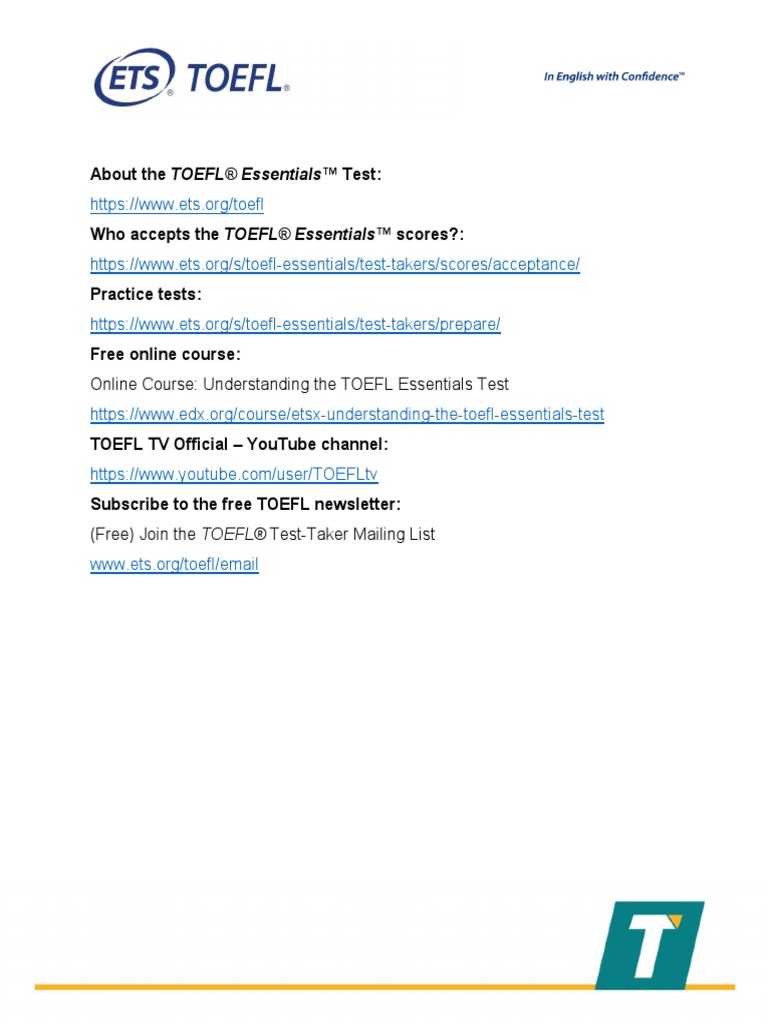 Online Course: Understanding The TOEFL Essentials Test | PDF