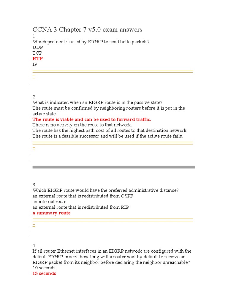 CCNA 3 Chapter 7 v5 | PDF | Routing | Computer Network