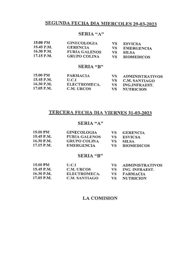 Fixture Campeonato Fulbito | PDF