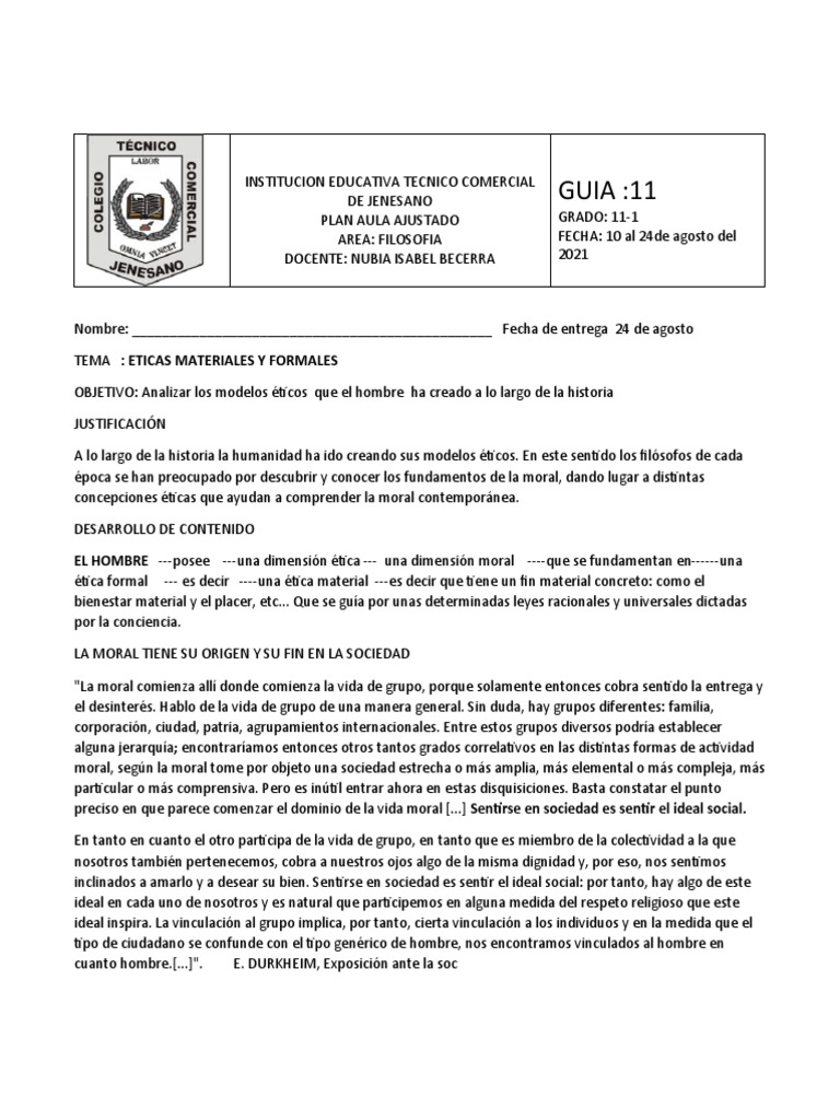 Guia #11 Filosofia Grado 11 | PDF | Moralidad | Hedonismo