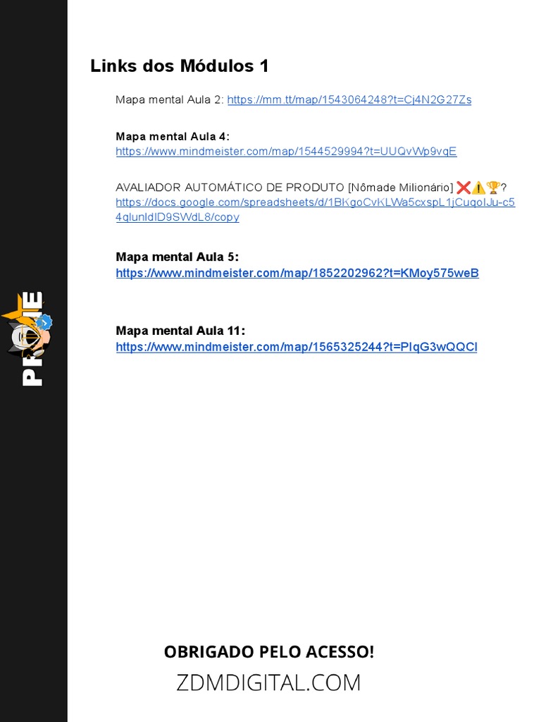 Links Dos Módulos 1: Mapa Mental Aula 2 | PDF