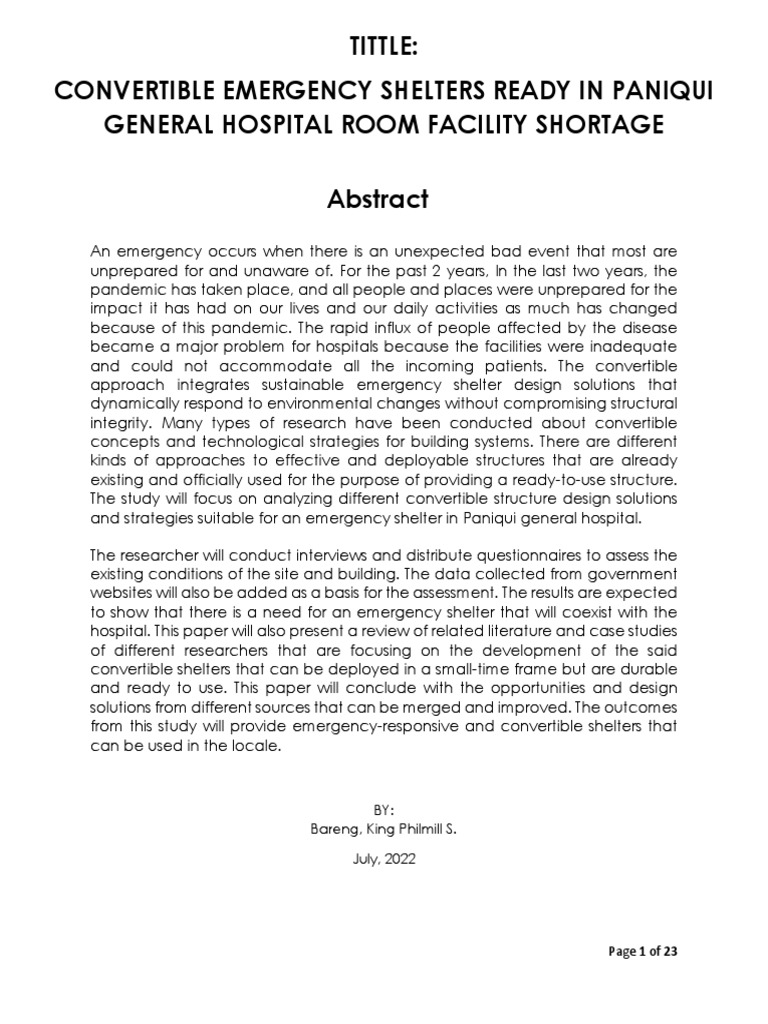 Tittle: Convertible Emergency Shelters Ready in Paniqui General ...