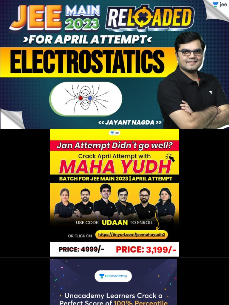 (JEE Reloaded) Electrostatics | PDF | Electric Field | Capacitance