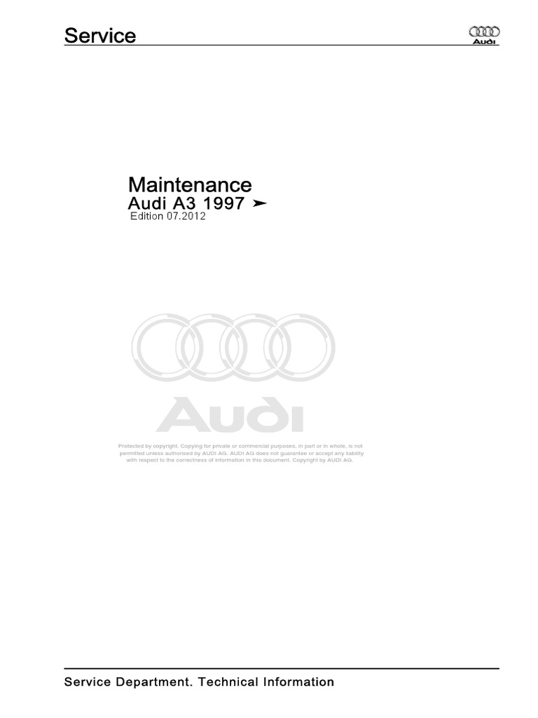 Service: Audi A3 1997 | PDF | Vehicles | Transportation Engineering