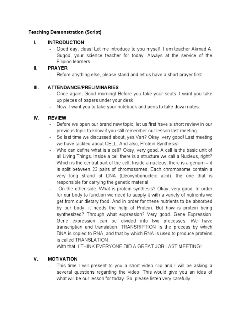 Teaching Demonstration (Script) I | PDF | Cell (Biology) | Ecosystem