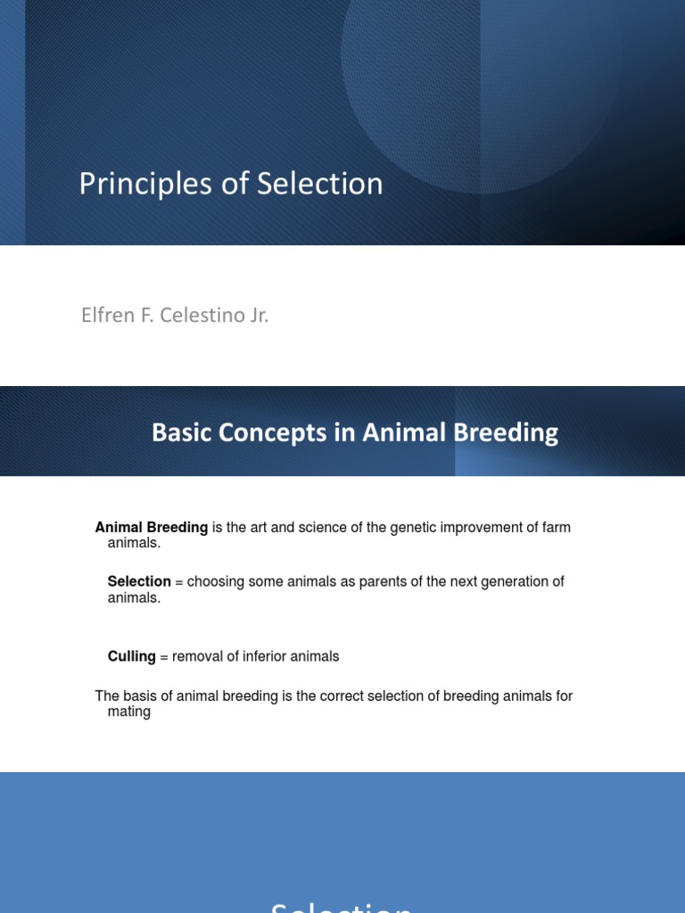Principles of Selection and Mating Systems | PDF | Heritability ...