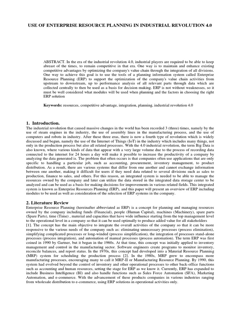 ERP in Industry 4.0: Enhancing Competitiveness | PDF | Enterprise ...