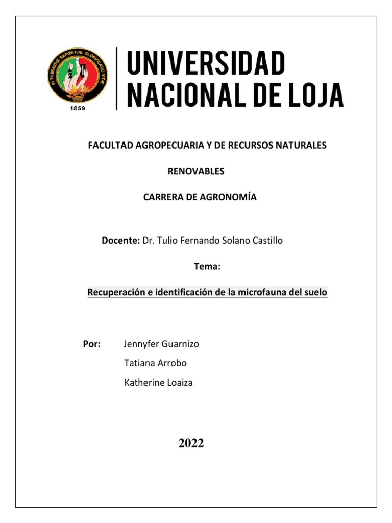 Grupo - 2 - Recuperación e Identificación de La Microfauna Del Suelo ...