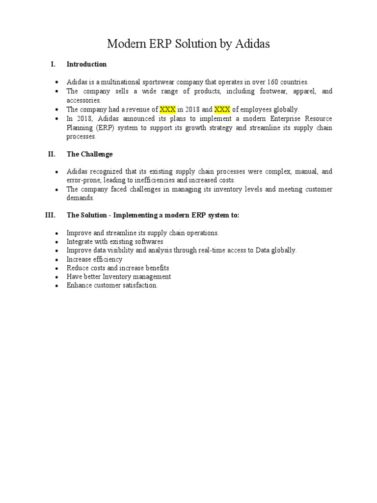 Modern ERP Solution by Adidas | PDF | Enterprise Resource Planning ...