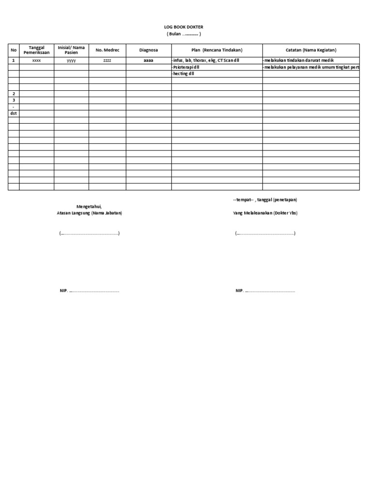 Contoh Logbook Dokter | PDF