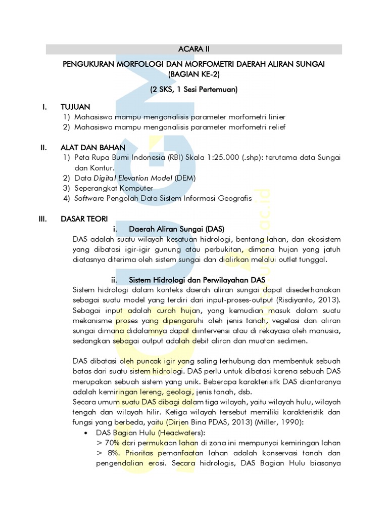 Pengukuran Morfologi DAS dan Morfometri | PDF