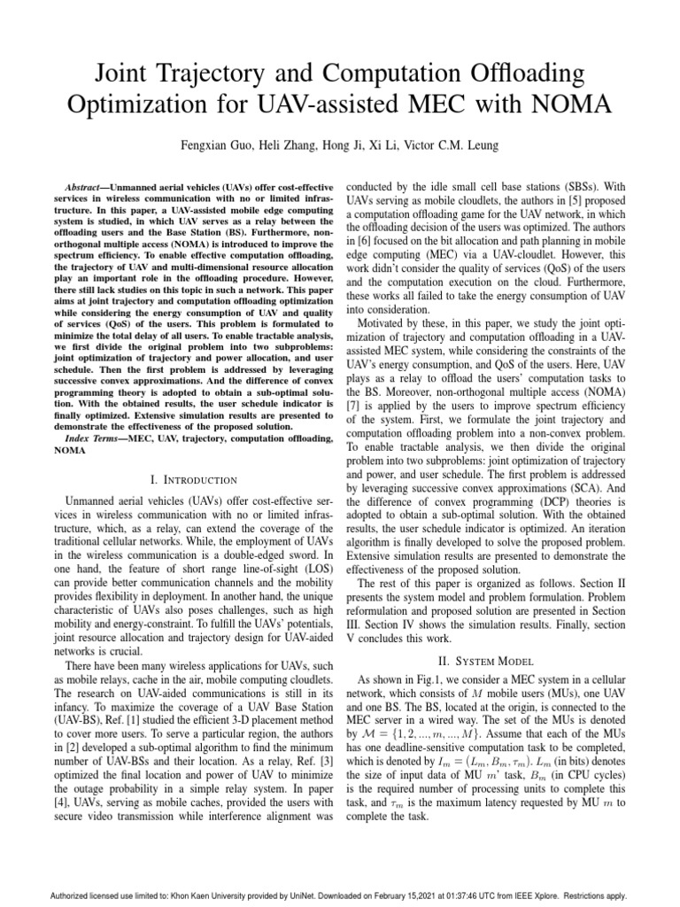 Joint Trajectory And Computation Offloading Optimization For Uav Assisted Mec With Noma Pdf