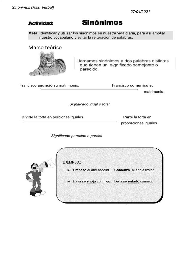 Copia de Sinónimos (Raz. Verbal) PDF | PDF