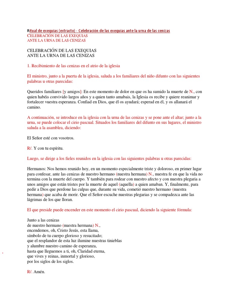 Ritual de Exequias | PDF | Misa (liturgia) | Oración