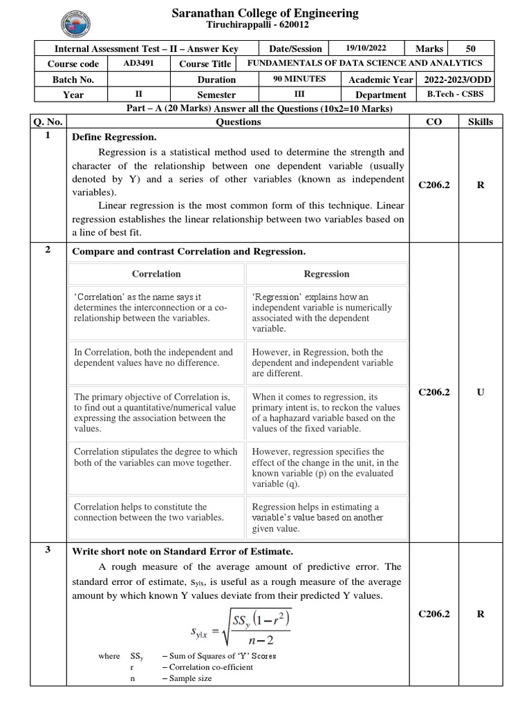 CSBS - AD3491 - FDSA - IA 2 - Answer Key | PDF | Hypothesis ... CSBS - AD3491 - FDSA - IA 2 - Answer Key | PDF | Hypothesis ...