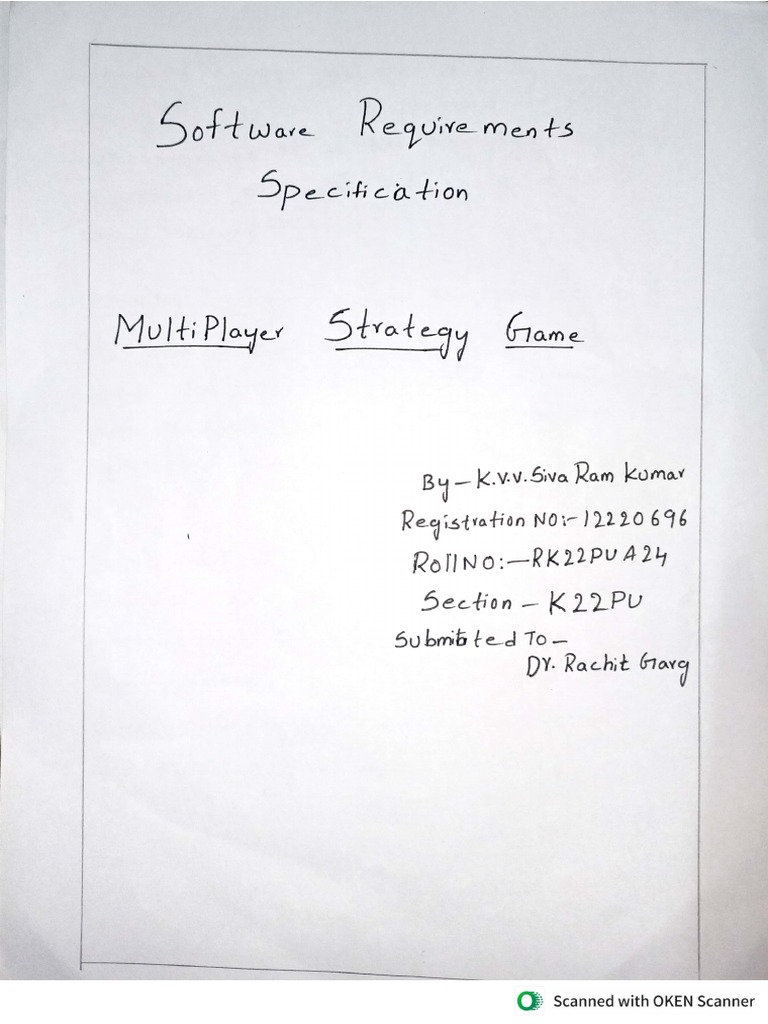 SRS On Multiplayer Strategy Game | PDF
