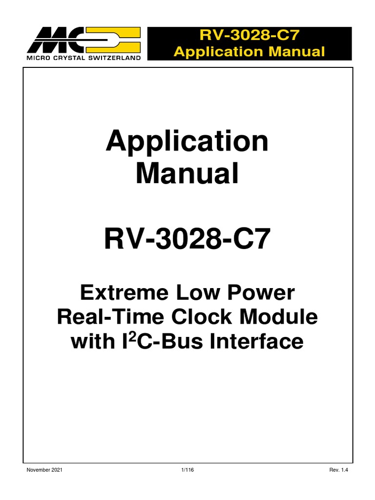 Application Manual Rv 3028 C7 Extreme Low Power Real Time Clock Module With I C Bus Interface
