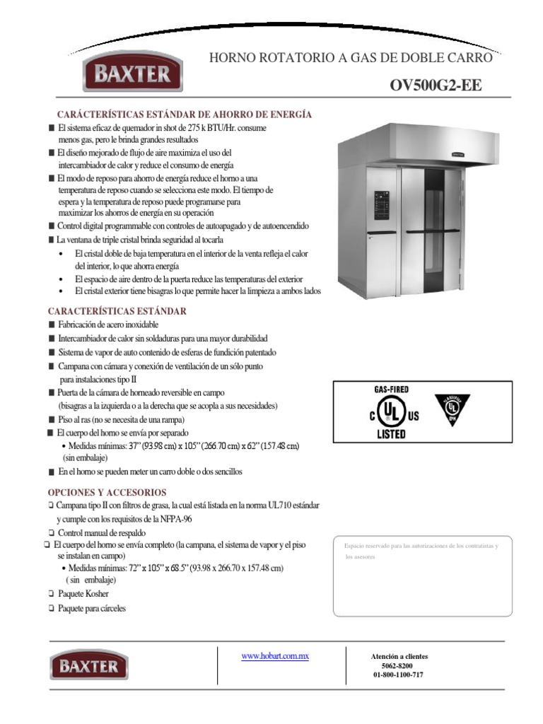 OV500G2-EE: Horno Rotatorio A Gas de Doble Carro | PDF | Ventilación ...