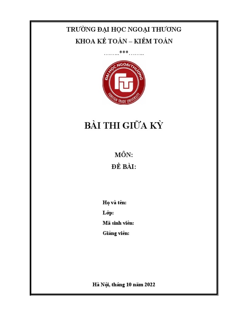 Bìa tiểu luận FTU | PDF