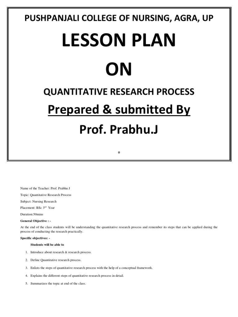 Lesson Plan On Format | PDF | Quantitative Research | Science