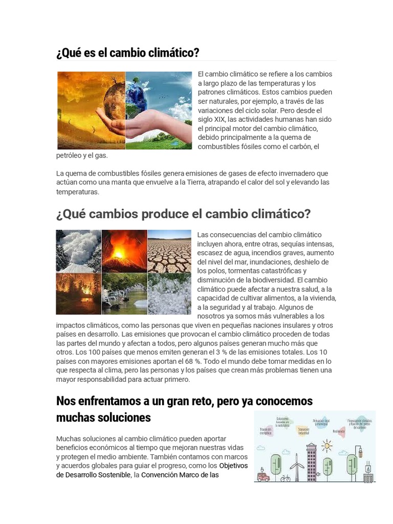 Qué Es El Cambio Climático | PDF | Cambio climático | Gases de efecto ...