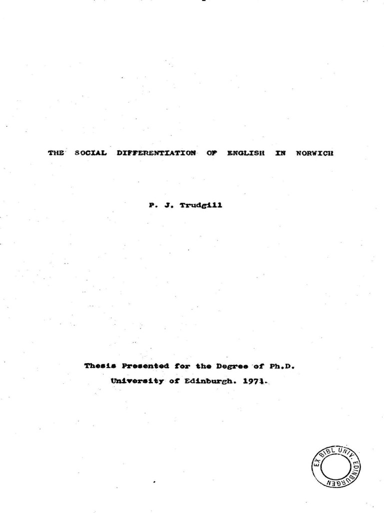 Trudgill: Differentiation OF | PDF | Dialectology | Linguistics