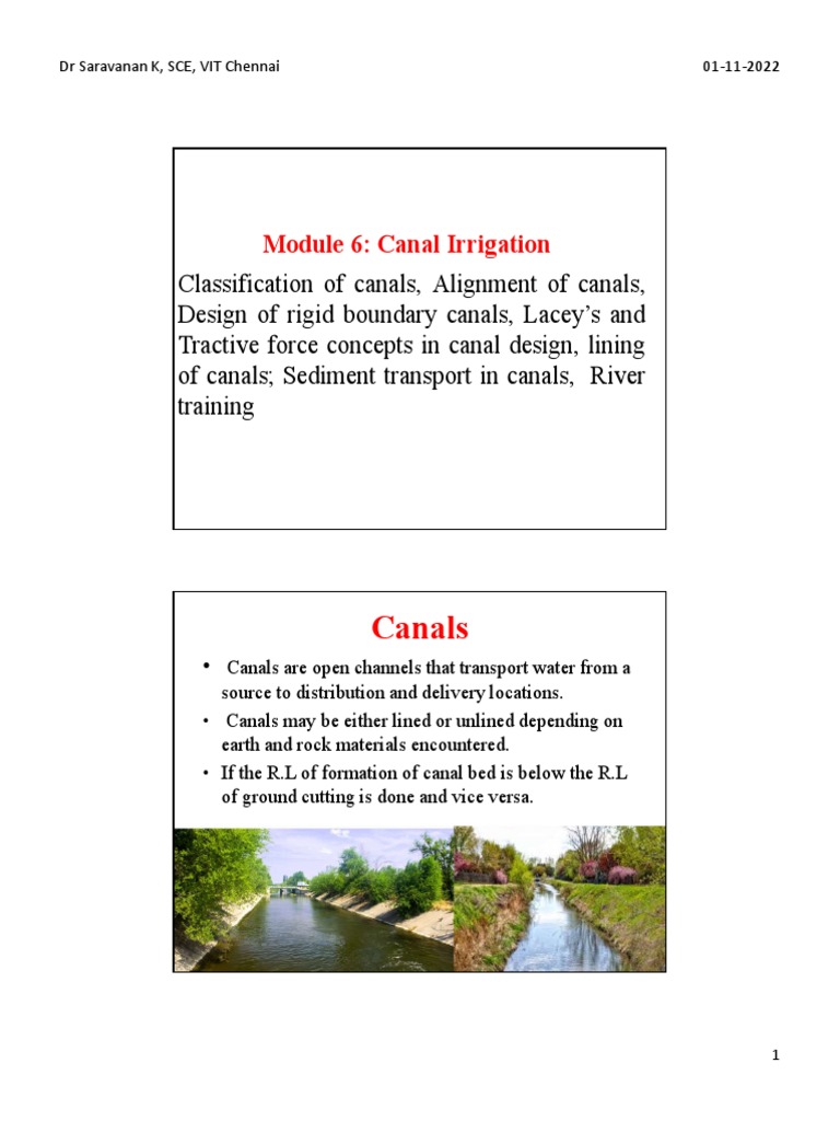 Module 6 Canal Irrigation | PDF | River | Sediment
