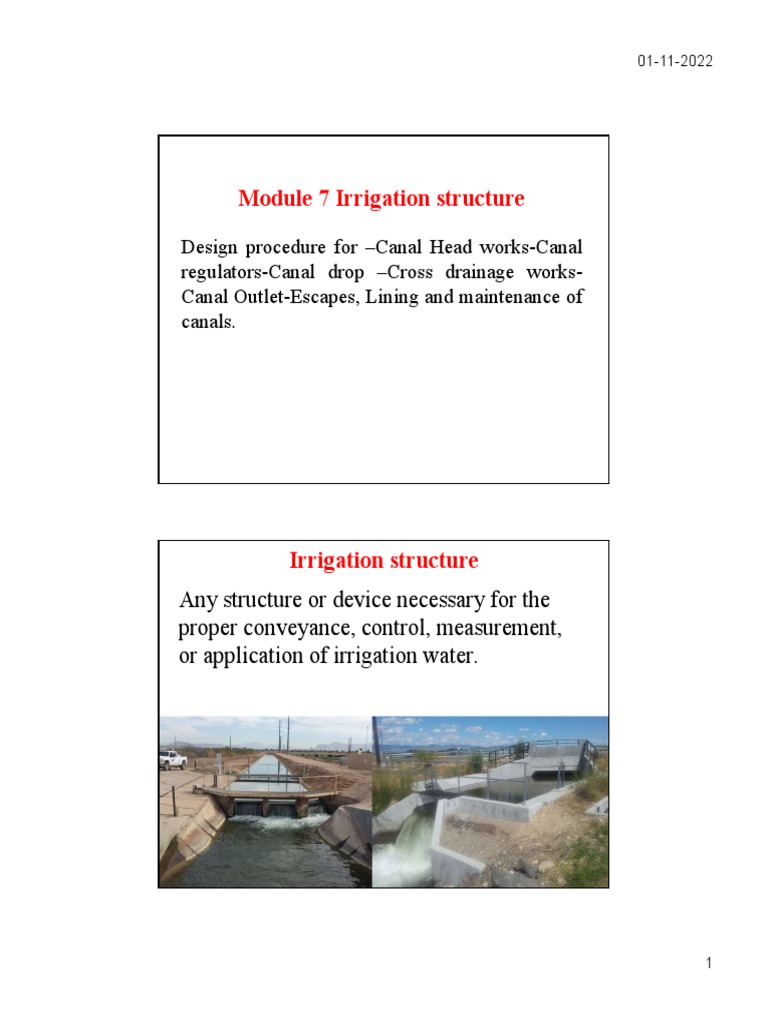 Module 7 Irrigation Structure | Download Free PDF | River | Canal