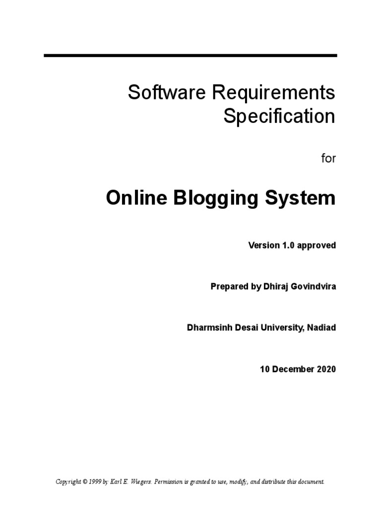 Srs Blogging System | PDF | Login | Databases
