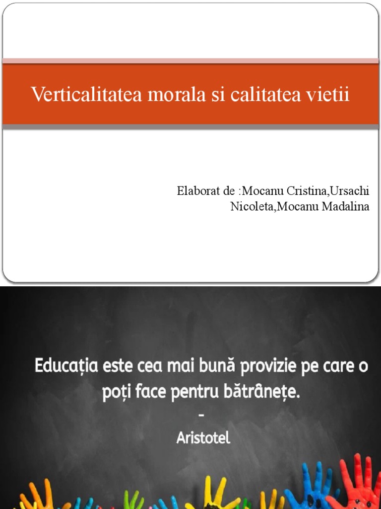 Verticalitatea Morala Si Calitatea Vietii CRISTINAc 11 | PDF