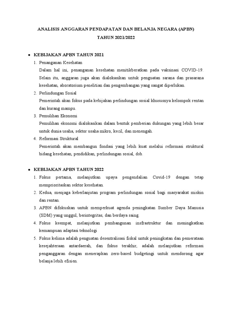 Analisis Apbn 2022 | PDF