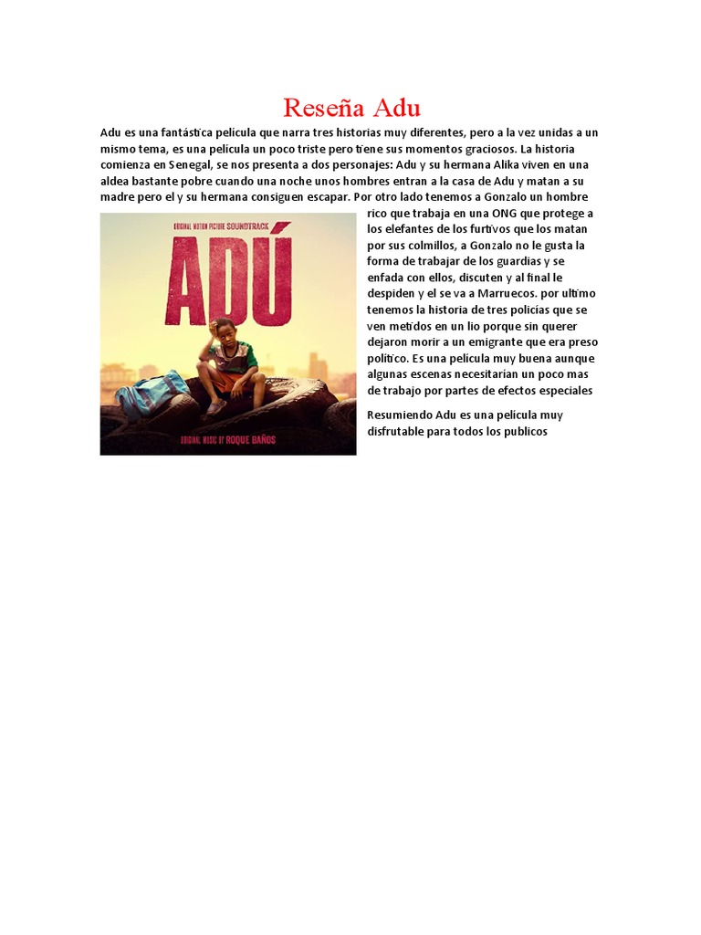 Reseña Adu | PDF