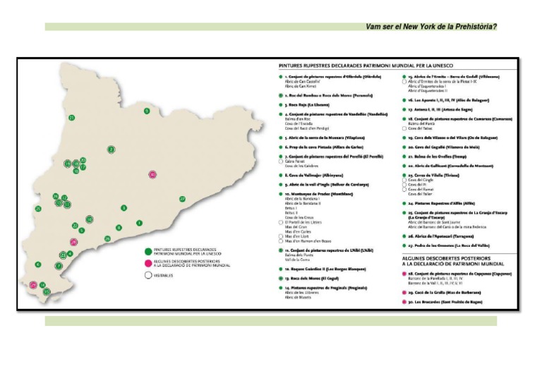 Mapa de Pintures Rupestres Patrimoni Mundial Unesco | PDF
