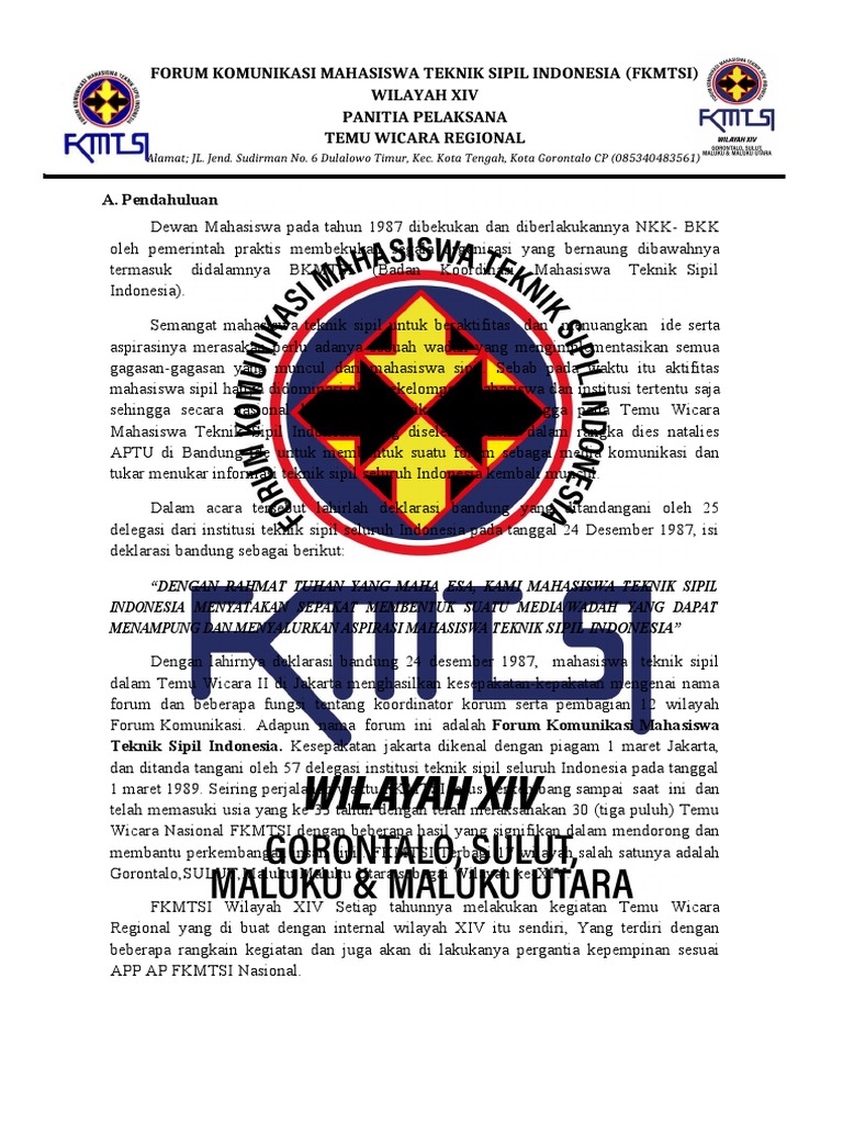 Forum Komunikasi Mahasiswa Teknik Sipil Indonesia (Fkmtsi) Wilayah Xiv ...